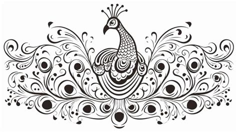 Exquisite Handdrawn Peacock Beard In Indian Mehndi Style Premium Ai