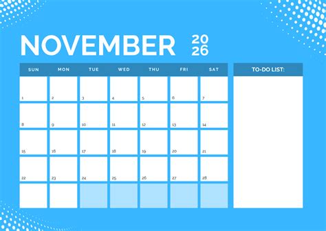 Printable November 2026 Calendar Printablelib