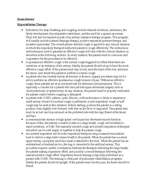 Hyperinflation Therapy Exam Review Hyperinflation Therapy Indications For Deep Breathing And