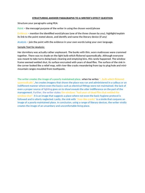 Writers Effect Response Structure Pdf