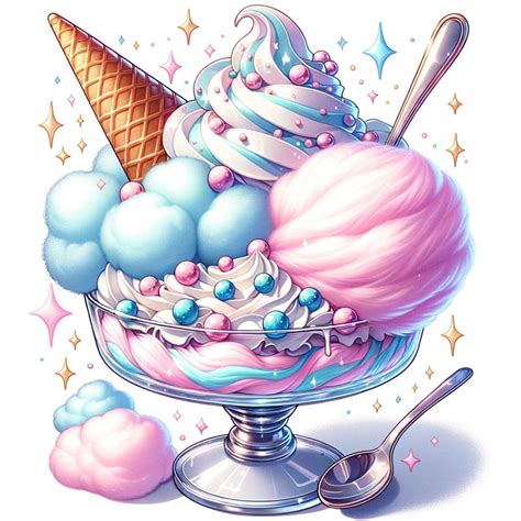 Cotton Candy Sundae Drawing
