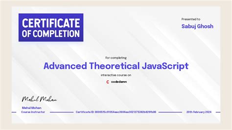 Sabuj Ghoshs Certification For Advanced Theoretical Javascript Codedamn
