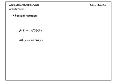 Computational Astrophysics Solving For Gravity Ppt