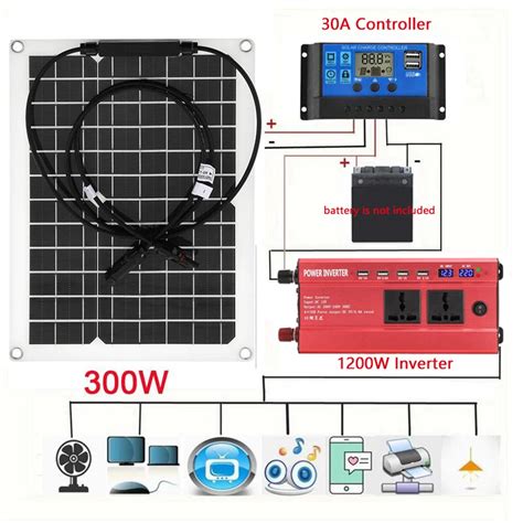 태양 광 발전 시스템 300w 태양 전지 패널 1200w 수정 된 사인파 인버터 12v 220v 30a 충전 컨트롤러 가정용