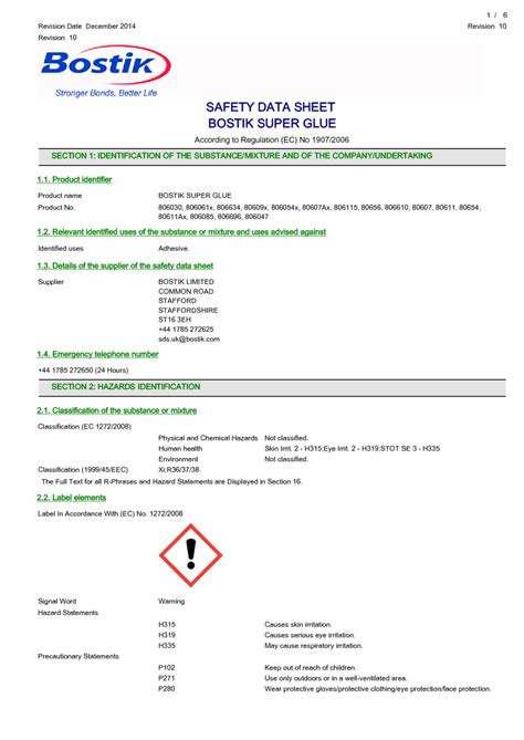 Bostik Super Glue Msds Download