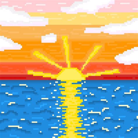 My Pixel Art Sunset Illustration Digital Illustration Pixel Art Abstract Artwork Sunset