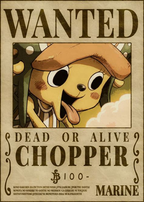 Chopper Bounties Metal Poster Mecha Nime Displate Wanted One