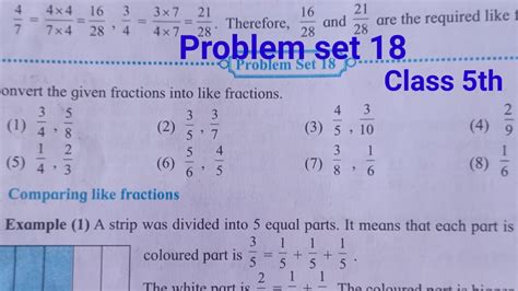Problem Set 18 Class 5th Maths Fractions Youtube