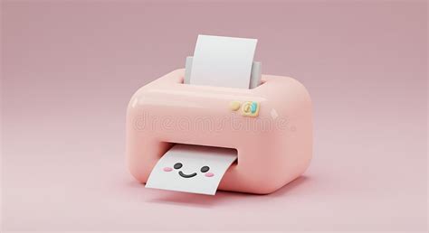 Charming Pink Printer A Cute 3d Rendered Illustration Stock