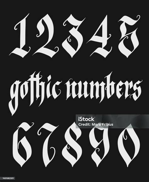 Gothic Style Numbers Handwritten Symbols Stock Illustration Download