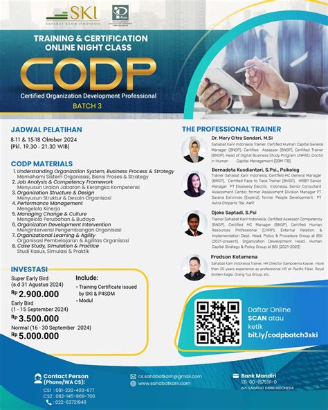 Certified Organization Development Professional Codp Batch 3 Sahabat Karir Indonesia
