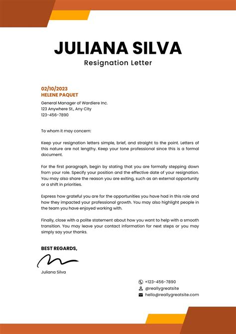 Sample Resignation Letter Template Uk