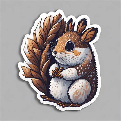 Premium Ai Image Cut Sticker Design With Squirrel Theme Ai Generated