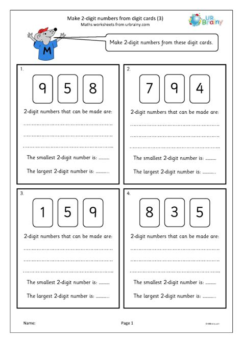 revision make 2 digit numbers from digit cards 3 reasoning problem