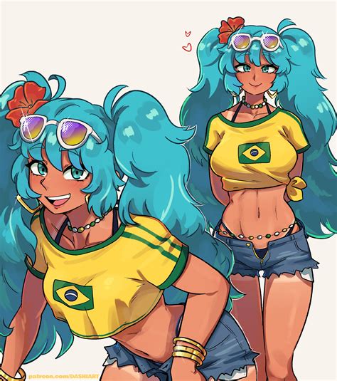 Dashi Dashiart Brazilian Miku Hatsune Miku Vocaloid Absurdres Highres 1girl Bead Choker