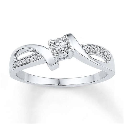 Diamond Promise Ring 110 Ct Tw Round Cut 10k White Gold Diamond