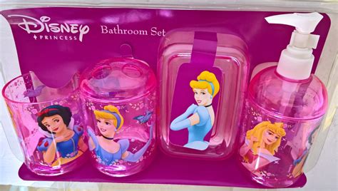 ~ Disney Princess Bathroom 4 Pc Shower Set Soap Toothbrush Holder Cup