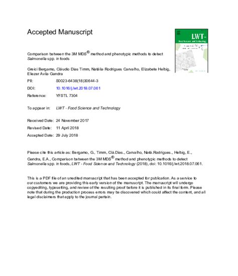 Pdf Comparison Between The 3m Mds® Method And Phenotypic Methods To