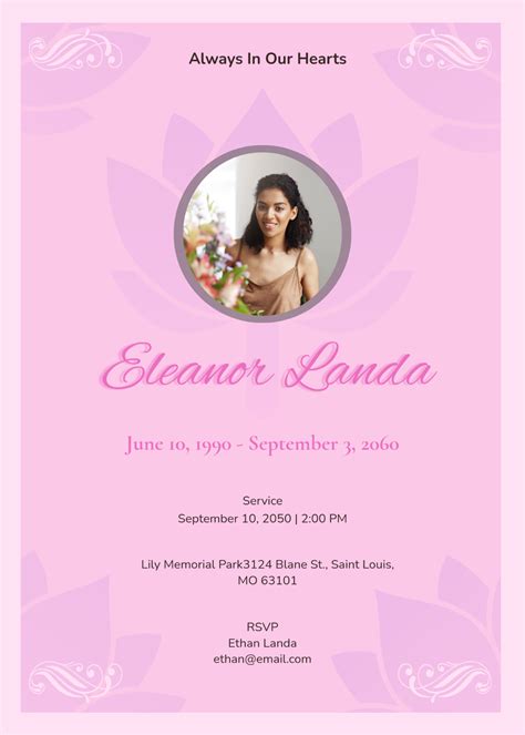 Free Burial Invitation Templates Editable And Printable
