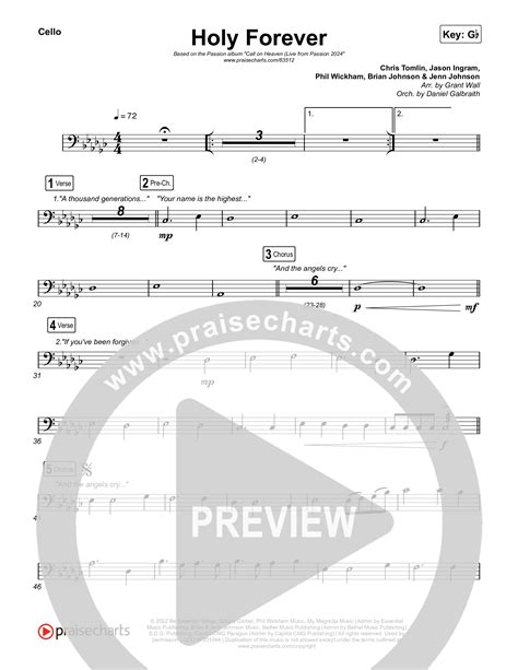 Holy Forever Live From Passion 2024 Cello Sheet Music Pdf Passion