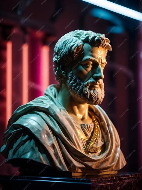 Retrato De Una Escultura De Mármol De Aristóteles Iluminada Por Fondo