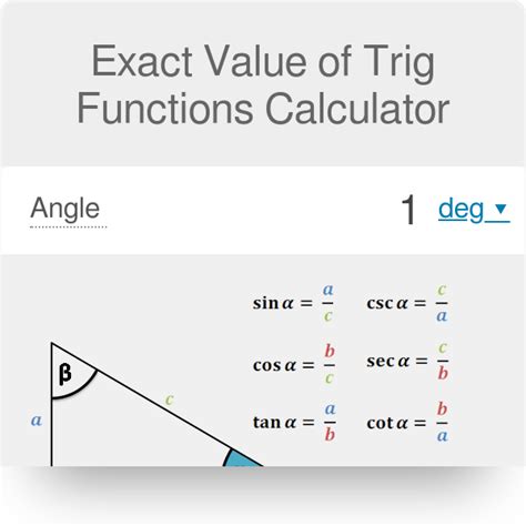 Find The Exact Value Of The Trigonometric Function Calculator