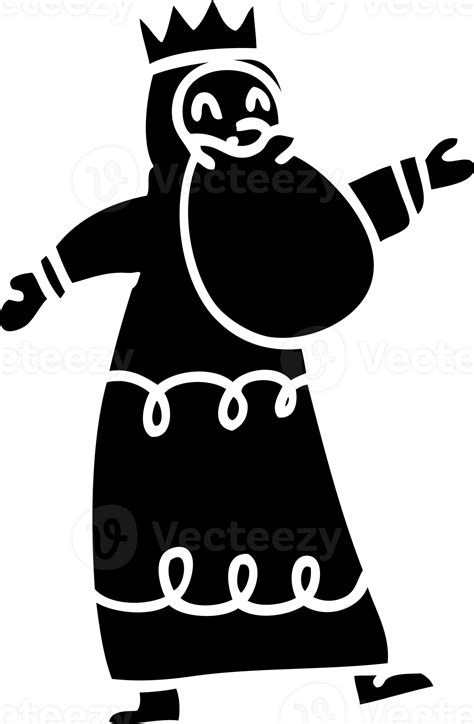 Line Drawing Cartoon Wise King Solid Black Icon 45451912 Png