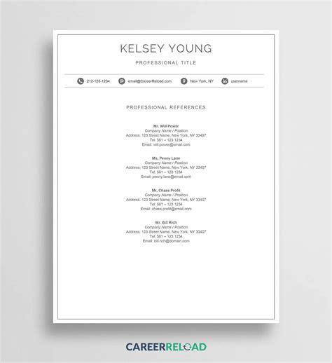 Resume References Examples Career Reload