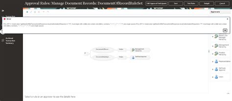 Error Occurred In Document Record Approval Rules Page — Cloud Customer Connect