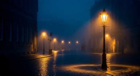Free Amber Light Islands Image Watercolor Streetlamps Indigo