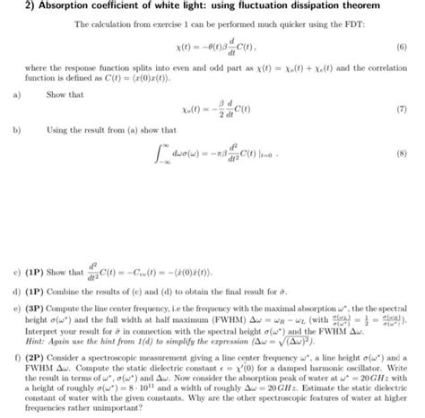 Solved 2 Absorption Coefficient Of White Light Using