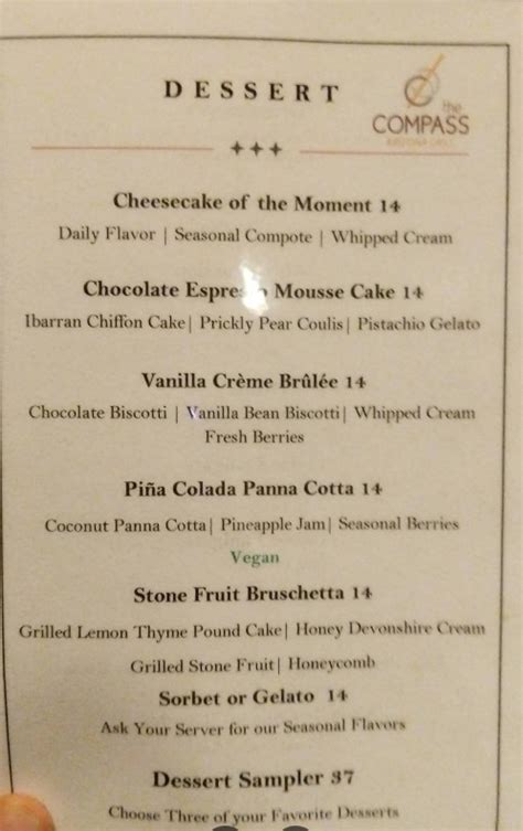 The Compass Restaurant Menu Rooftop Dining And Seasonal Cuisine In