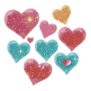 Glitter Hearts Vector Sticker Clipart Six Hearts That Are Made Of Different Colors Of Glitter