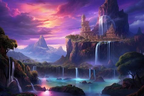 Premium Photo The Magic Valley Floats In The Sky And Waterfalls