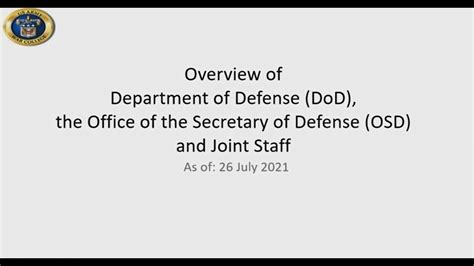 Organizational Structure Of The Department Of Defense Youtube