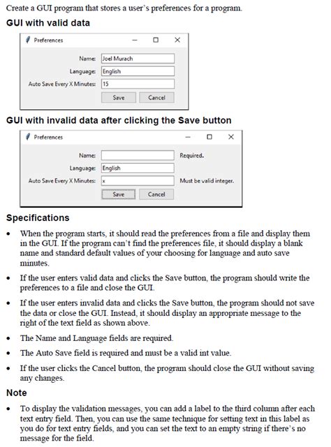 Solved Create A GUI Python Program That Stores A User S Chegg Com