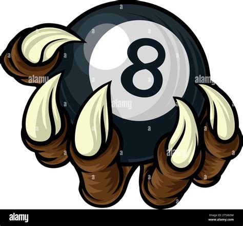Pool Black Eight Ball Claw Cartoon Monster Hand Stock Vector Image
