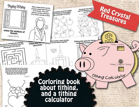 Lds Tithing Coloring Activity Book And A Tithing Calculator Created By The Red Crystal Etsy