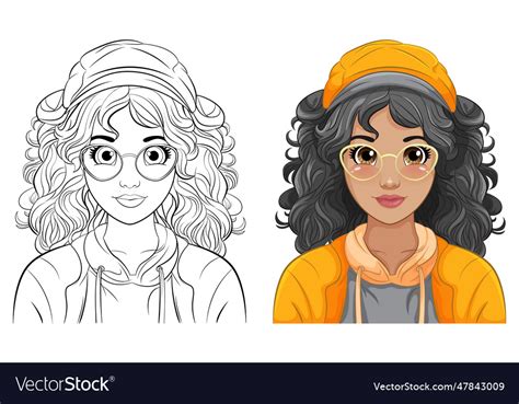 Woman Portrait Wearing Cap And Glasses Royalty Free Vector