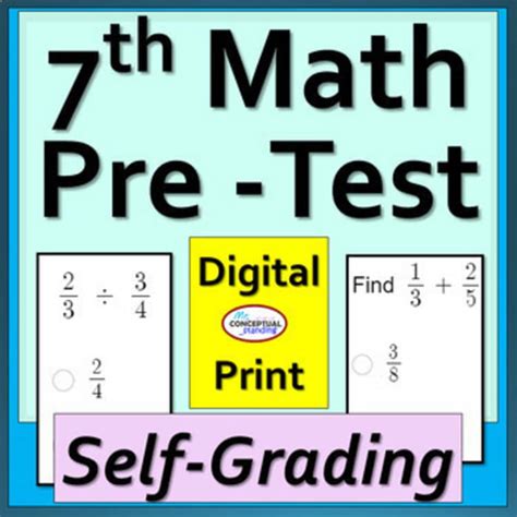 Beginning Of Year 7th Grade Math Pre Assessment Pretest Digital And Print