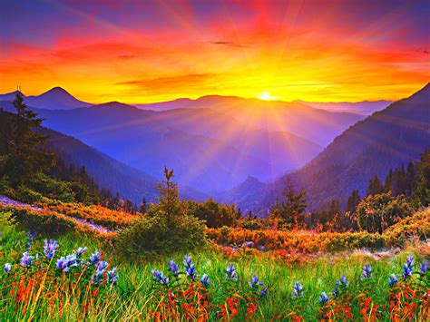 Download Hintergrundbilder 2560x1920 Sonnenaufgang Dämmerung Berge