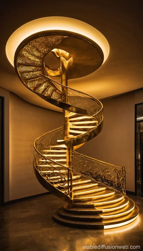 Golden Python Spiral Staircase Stable Diffusion Online