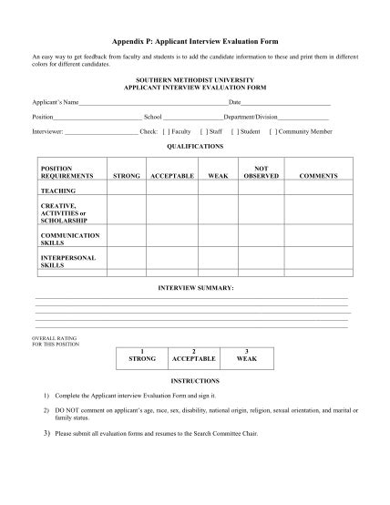 134 Job Interview Evaluation Form Page 2 Free To Edit Download