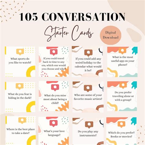 Printable Conversation Starters Cards Table Talk Conversations