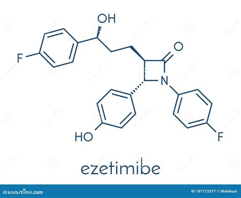 Ezetimibe Cholesterol Lowering Drug Molecule Skeletal Formula Stock