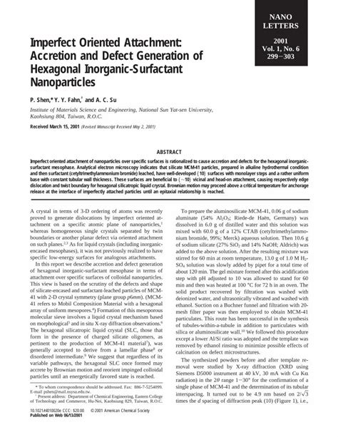 PDF Imperfect Oriented Attachment Accretion And Defect Generation Of Hexagonal Inorganic