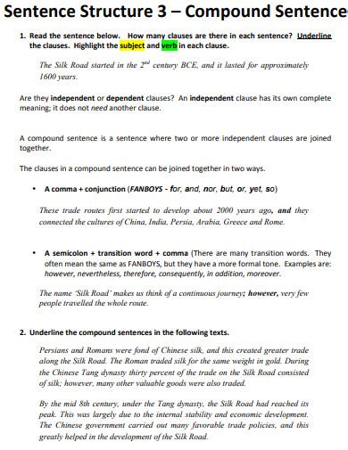 28 Sentence Structure Examples