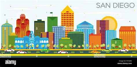 San Diego Skyline Vector San Diego Skyline Vector Art Icons And