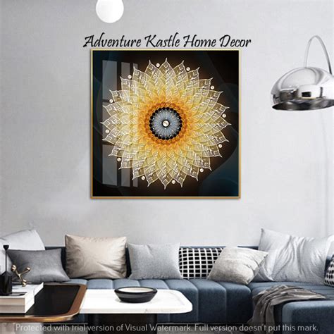 Yellow Flower Mandala Crystal Porcelain Wall Art Australia