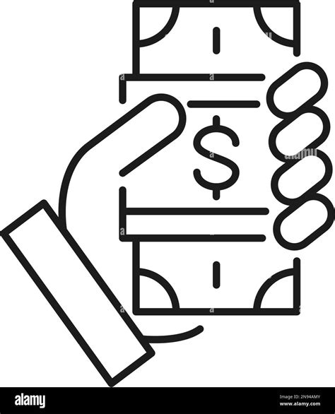 Money Banknotes On Hand Cash Payment Lineal Icon Cash Payment Paper